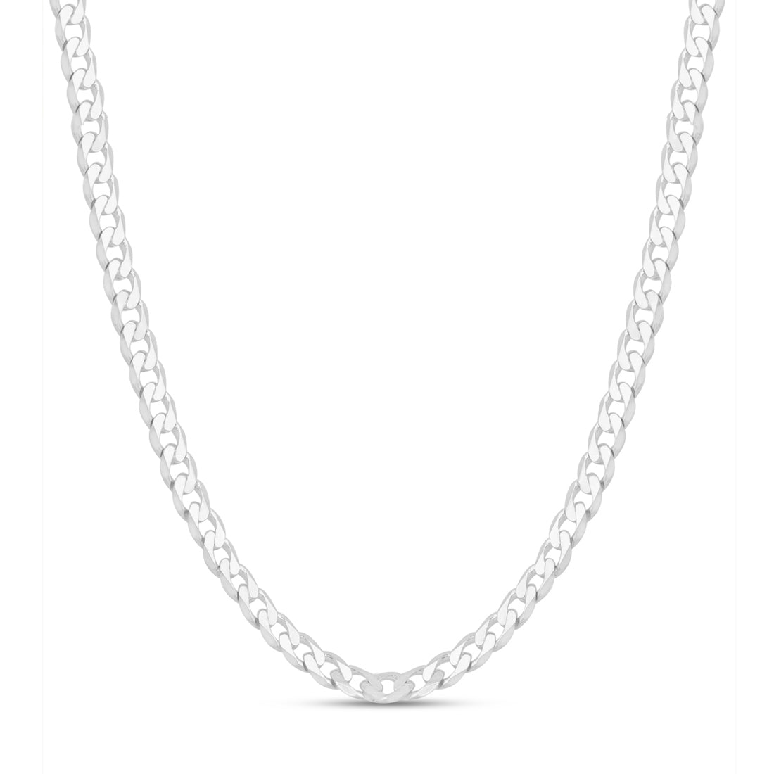 Classic Curb-Link: Rhodium-Plated 925 Silver Chain – Zavya
