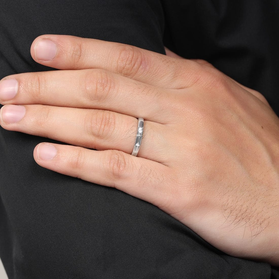 Masculine Brilliance Rhodium Plated 925 Sterling Silver Men's Ring – Zavya