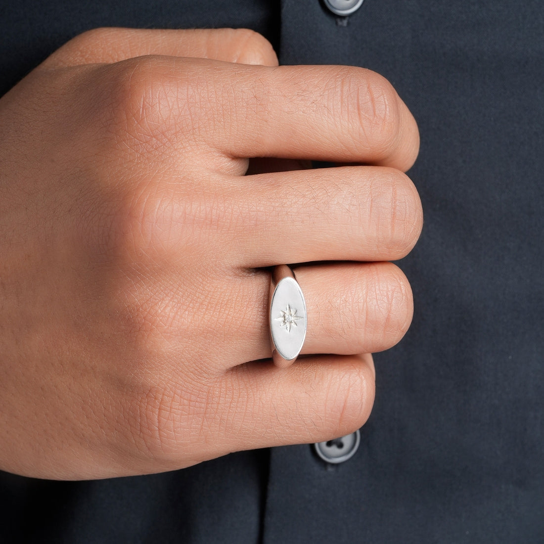 Classic Rhodium Plated 925 Sterling Silver Men's Ring – Zavya