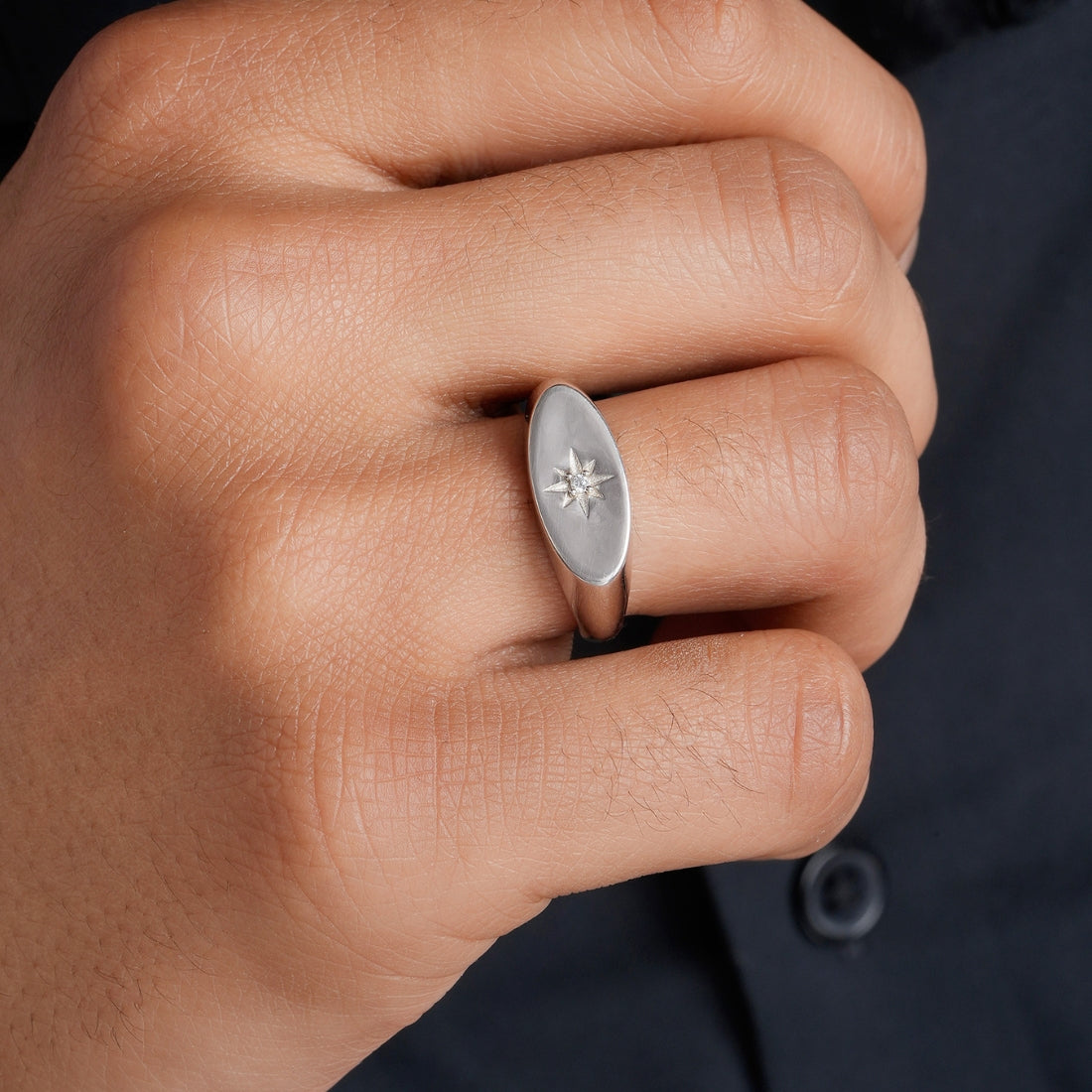 Classic Rhodium Plated 925 Sterling Silver Men's Ring – Zavya