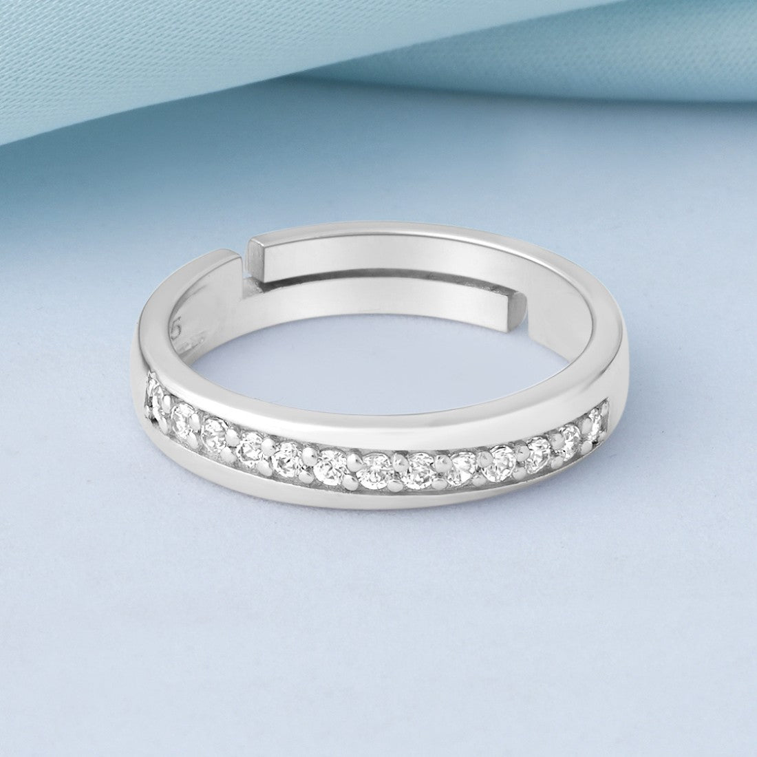 Minimal Rhodium Plated 925 Sterling Silver Men's Ring – Zavya