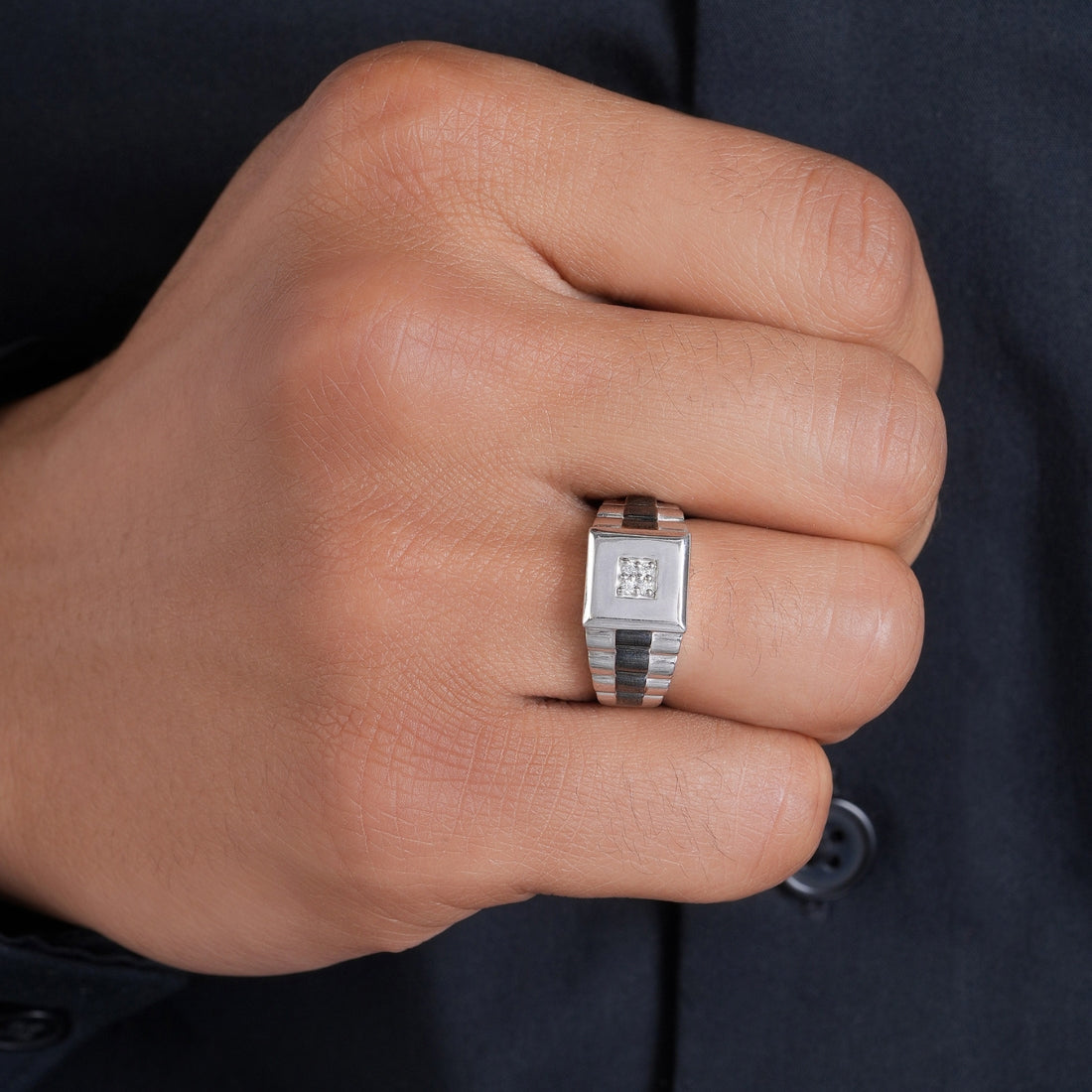Timeless Rhodium Plated 925 Sterling Silver Men's Ring – Zavya