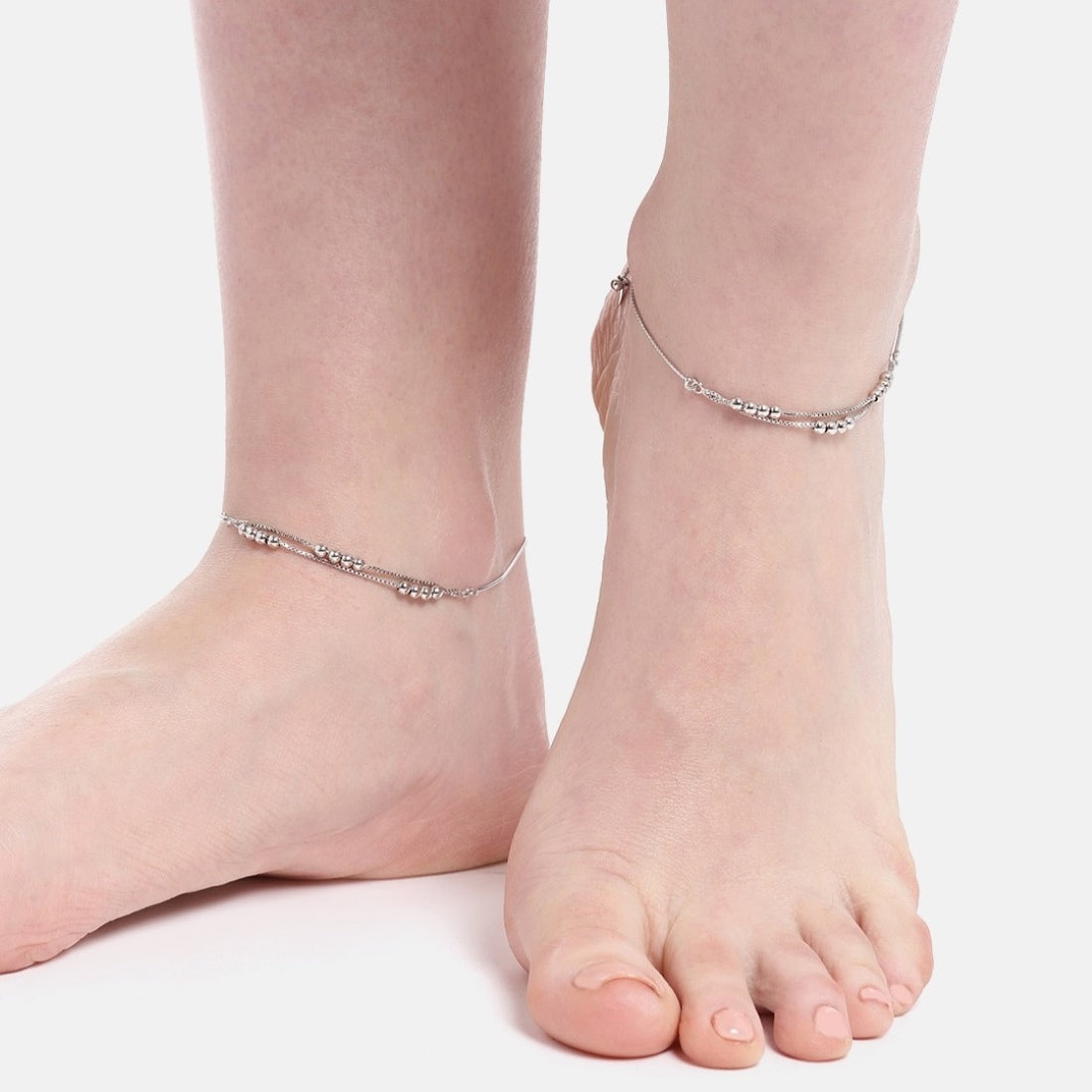 Buy Ballroom Rhodium-Plated Silver Anklet with Box Chain – Zavya