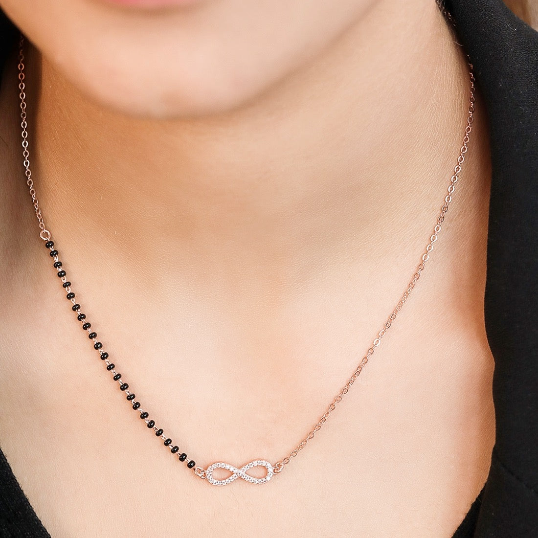 Infinite Love Rose Gold-Plated 925 Sterling Silver Mangalsutra – Zavya