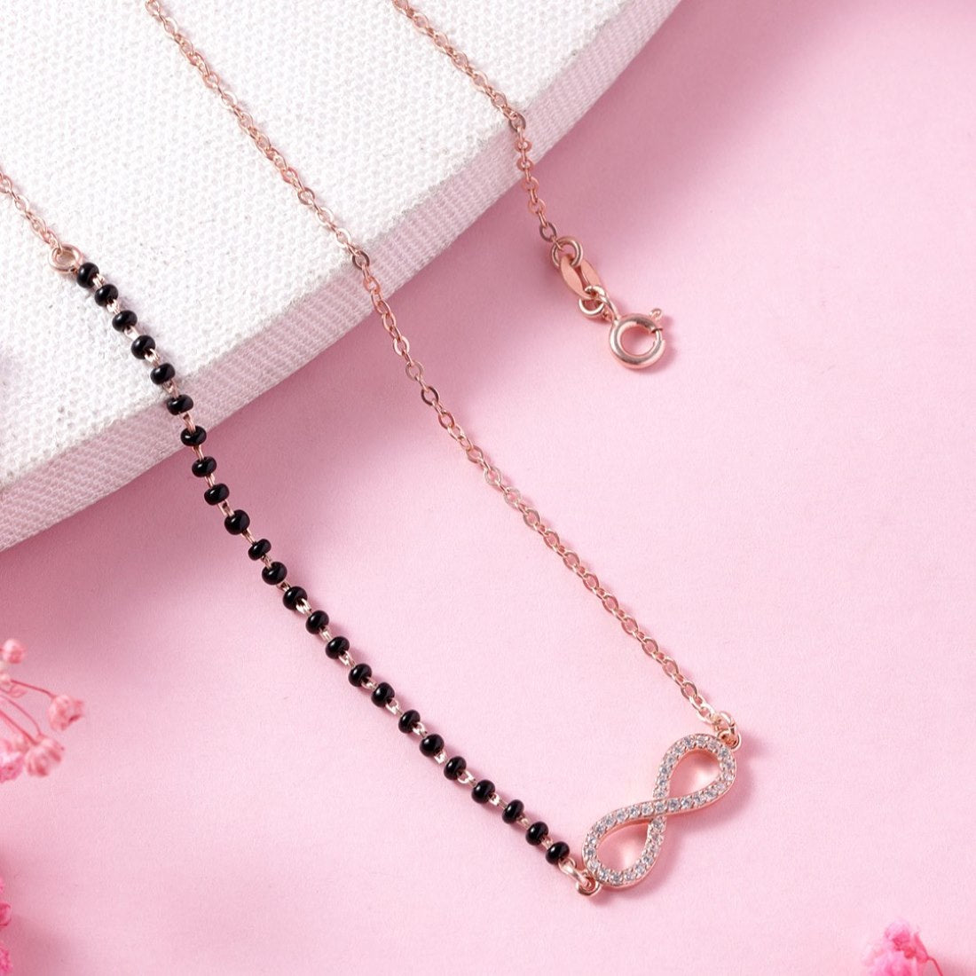 Infinite Love Rose Gold-Plated 925 Sterling Silver Mangalsutra – Zavya