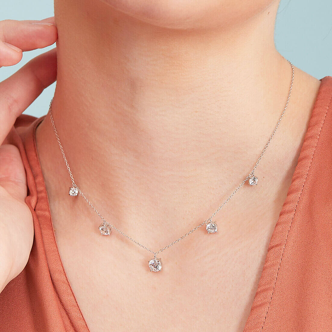 Shop for Solitaire Rhodium Plated Women's Necklace online by Zavya