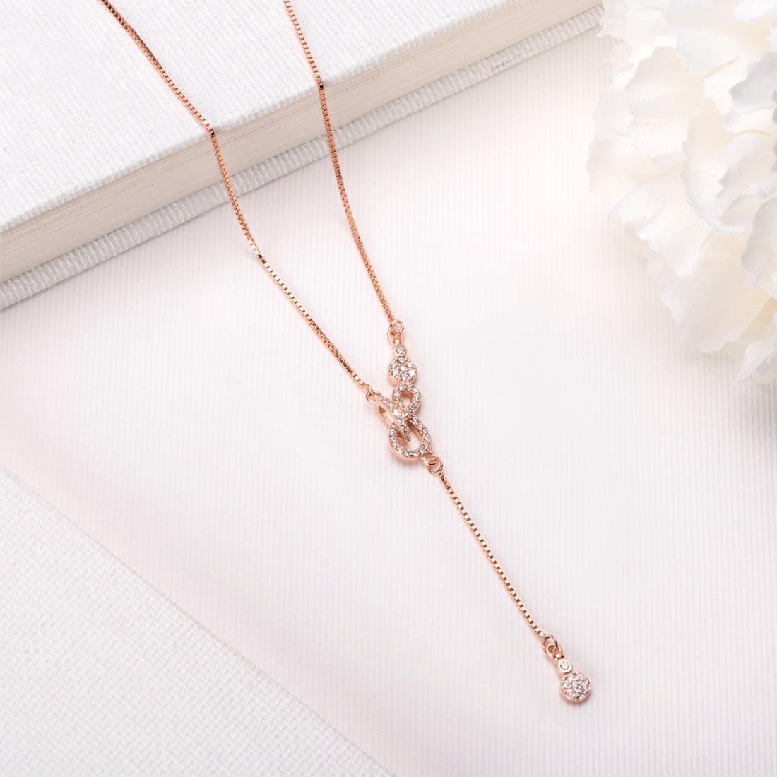 Infinite Elegance Rose Gold-Plated 925 Sterling Silver Necklace – Zavya