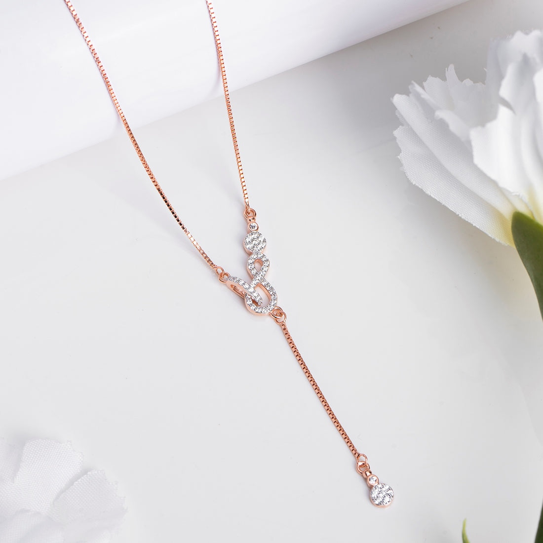 Infinite Elegance Rose Gold-Plated 925 Sterling Silver Necklace – Zavya