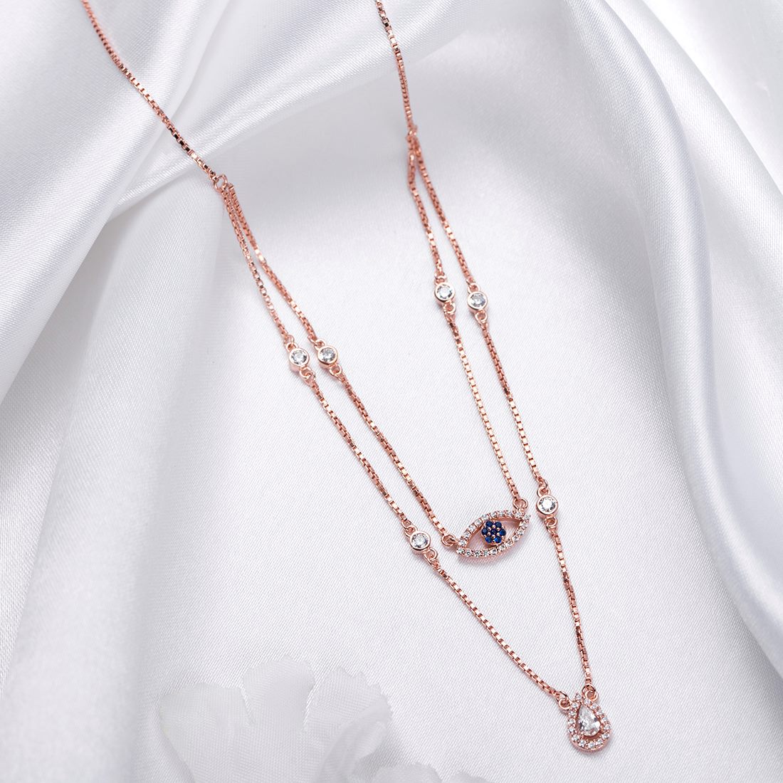 Protection & Elegance Rose Gold Plated 925 Sterling Silver Necklace – Zavya