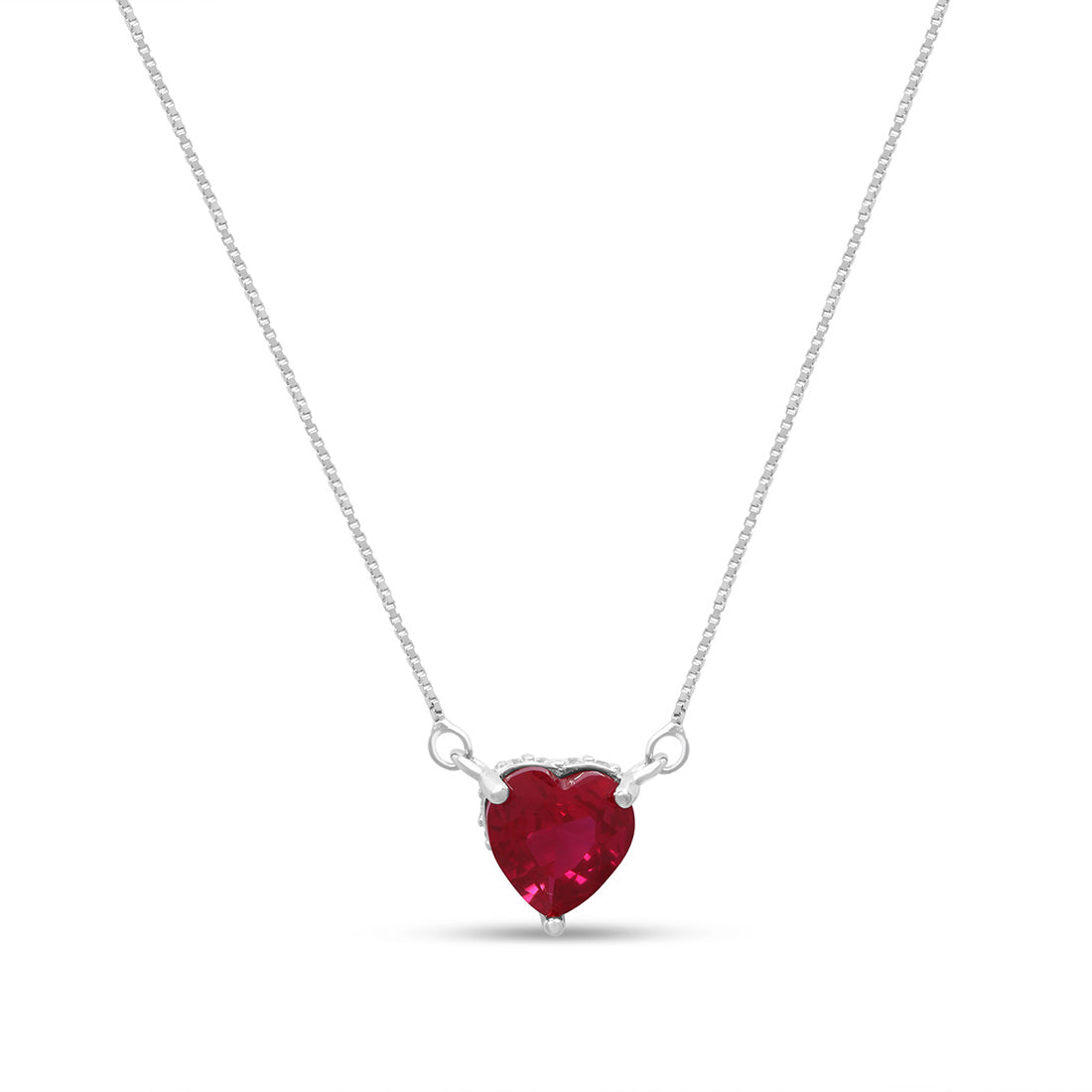 Red Heart Rhodium Plated 925 Sterling Silver Pendant Necklace – Zavya