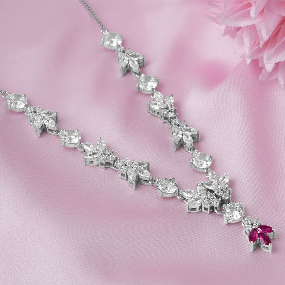 Midnight Reverie Rhodium Plated 925 Sterling Silver Necklace – Zavya