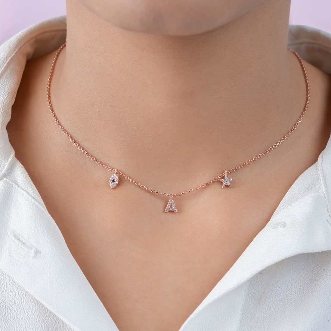 Charms Rose Gold Plated 925 Sterling Silver Necklace – Zavya