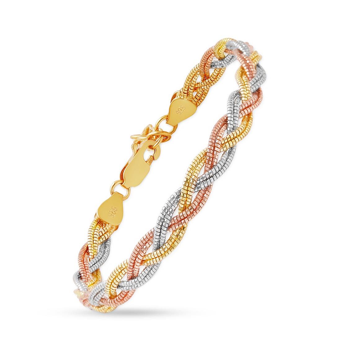 Buy Tri-Tone Tapestry Silver Weave Women's Bracelet – Zavya