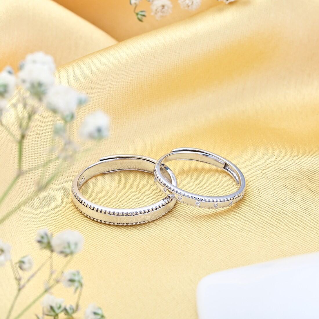 Forever Together Rhodium Plated 925 Sterling Silver Couple Ring (Adjus ...