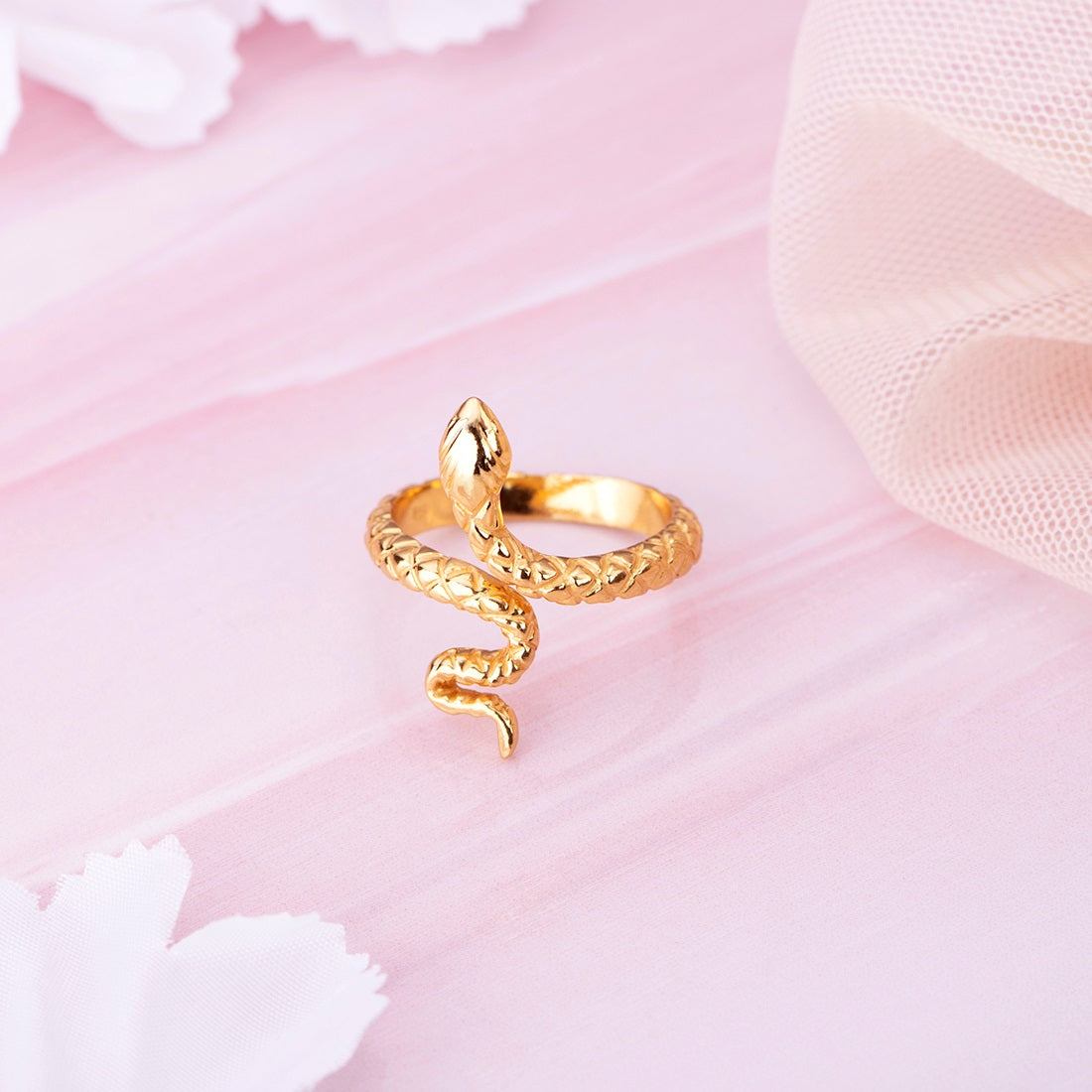 Golden Serpentess: Gold Plated 925 Sterling Silver Snake Ring (Adjusta ...