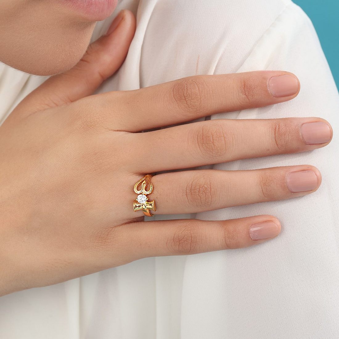 Divine Trishul 925 Sterling Silver Gold-Plated Ring (OneSize) – Zavya