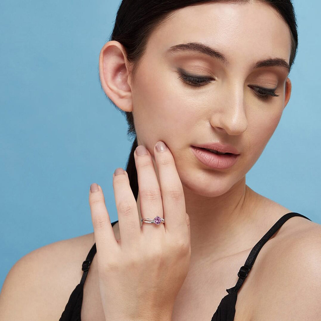 Rhodium Plated 925 Sterling Silver Solitaire Gemstone Ring – Zavya