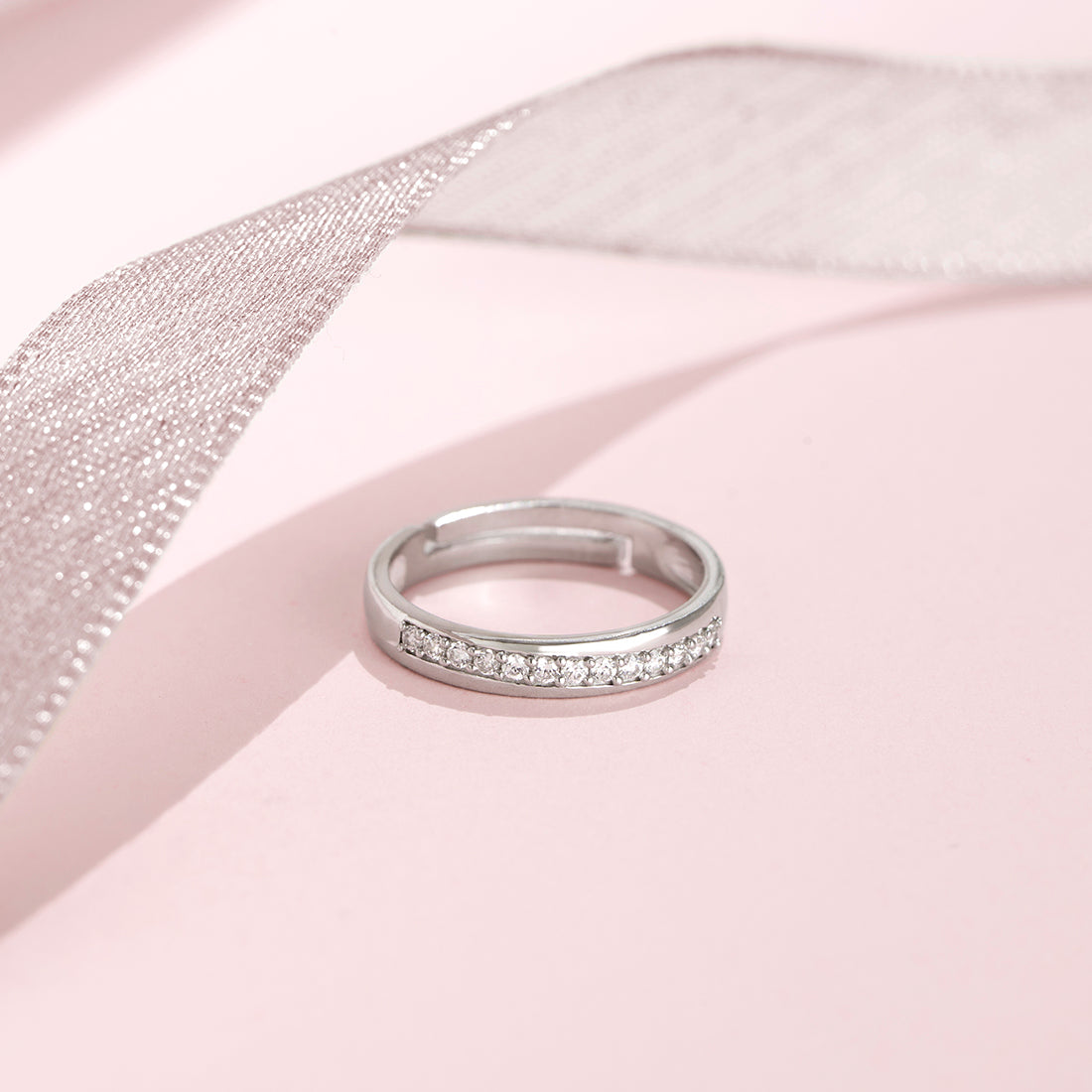 Minimal Rhodium Plated 925 Sterling Silver Ring – Zavya
