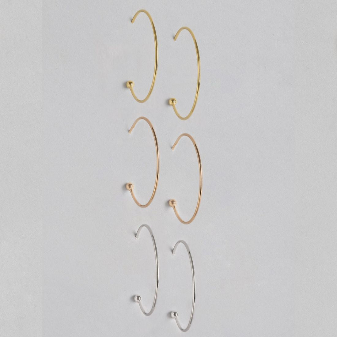 Single Drop Rounded Earring Triple Hoops Combo 925 Sterling Silver – Zavya