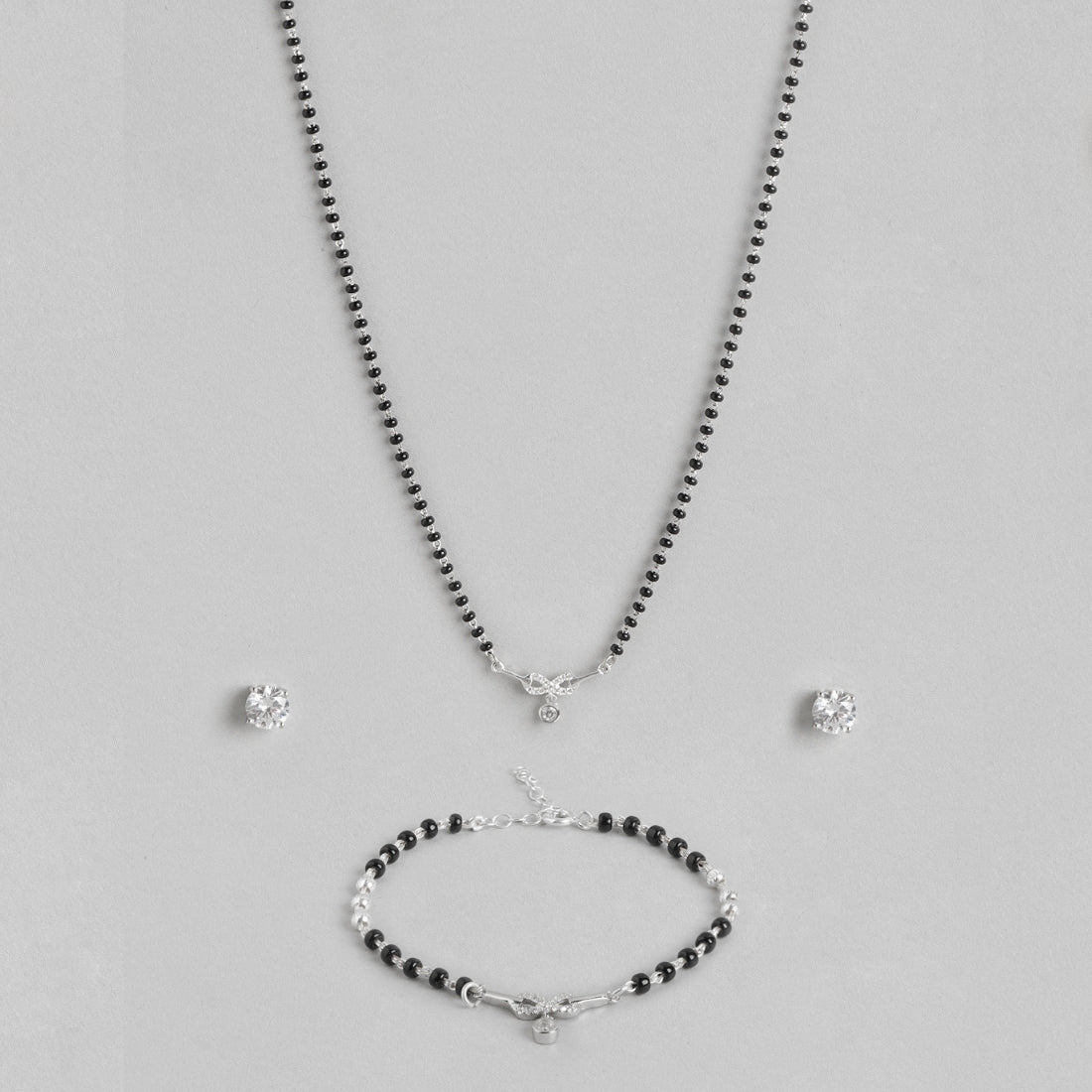 Infinity Rhodium Plated 925 Sterling Silver Jewellery Set – Zavya