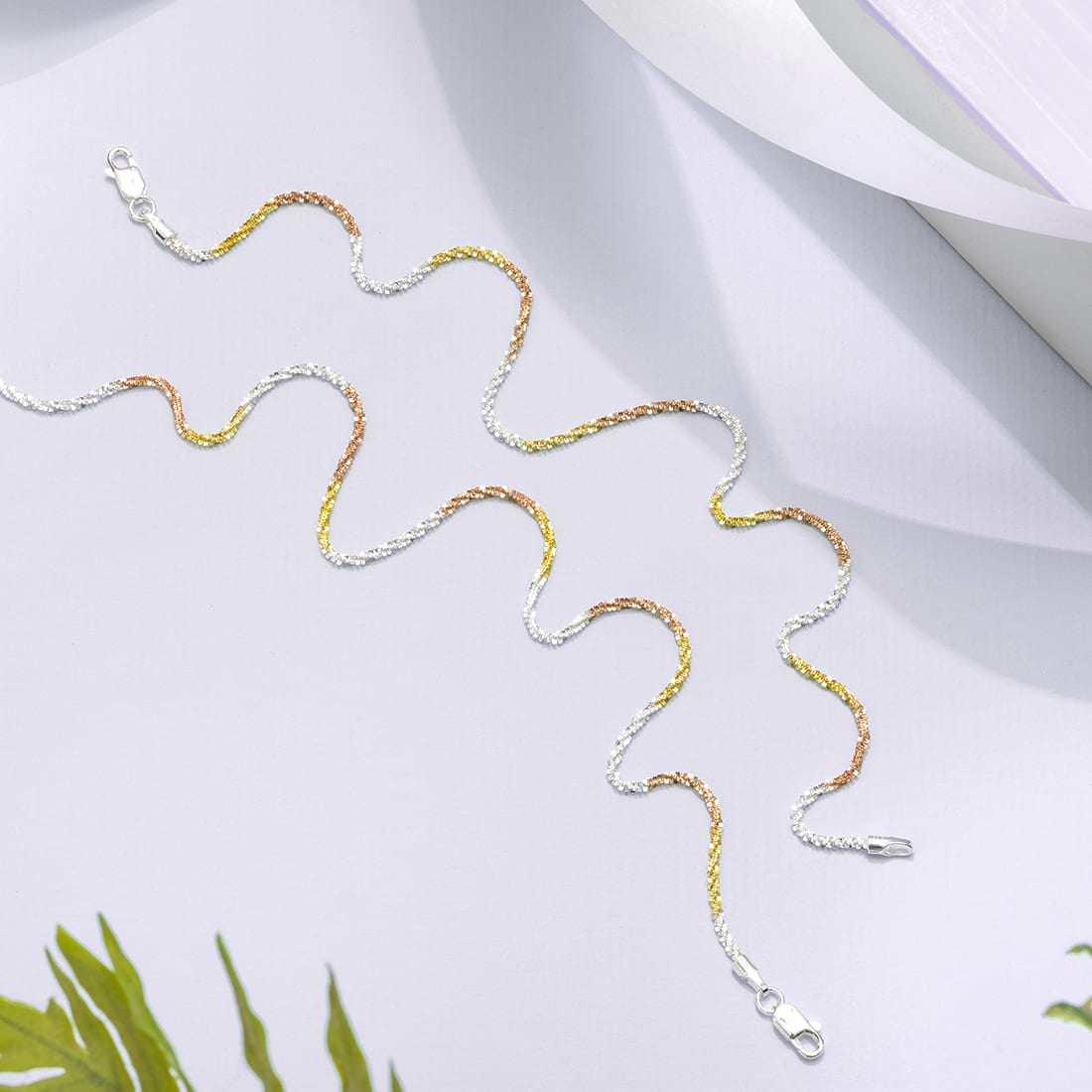 Buy Sparkling Triple Tone Silver Chain Anklets – Zavya