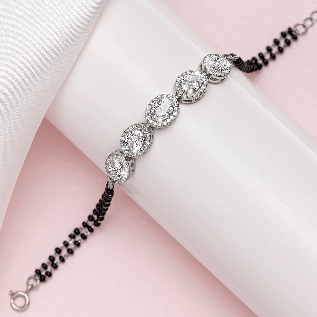 Cubic Zirconia 925 Silver Mangalsutra Bracelet - Valentine's Gift – Zavya