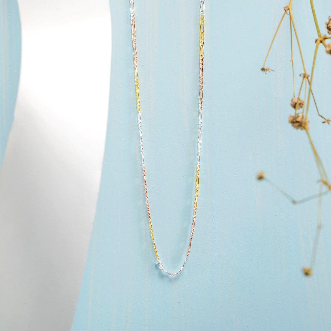 Timeless Triple Tone 925 Silver Figaro Chain – Zavya