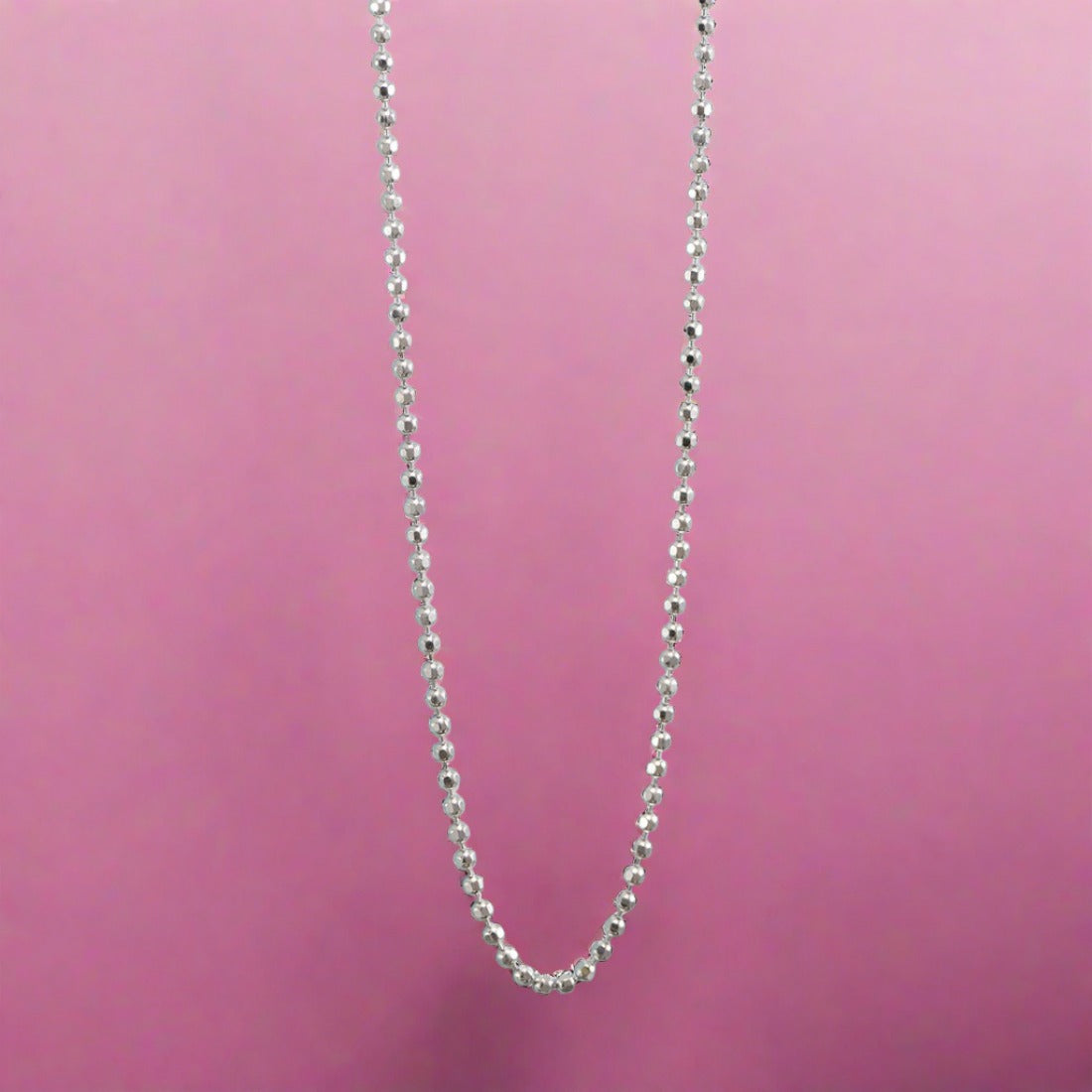 Classic Beaded Rhodium Plated 925 Sterling Silver Chain – Zavya