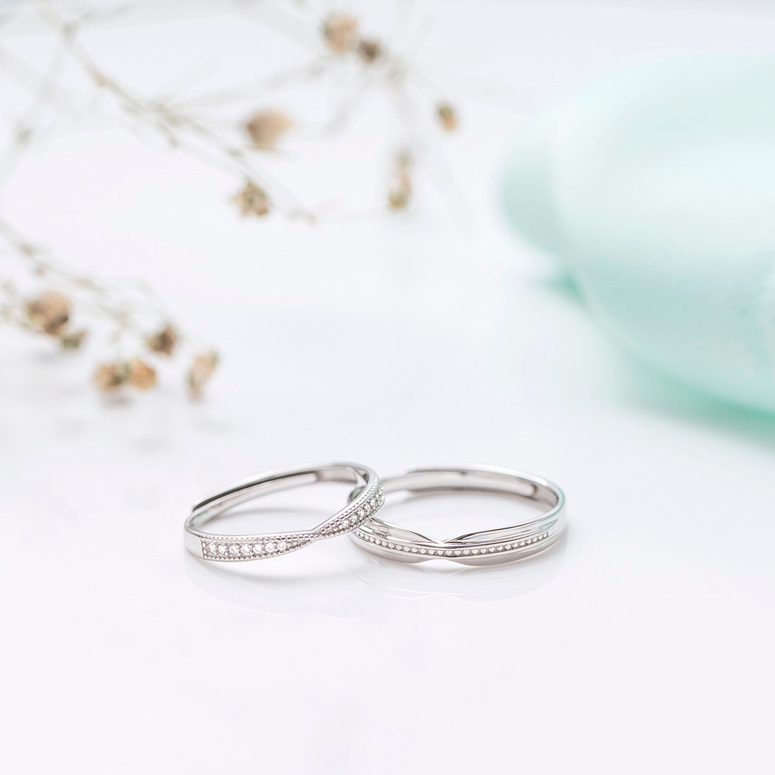 Plain CZ 925 Sterling Silver Couple Ring - Valentine's Gift – Zavya