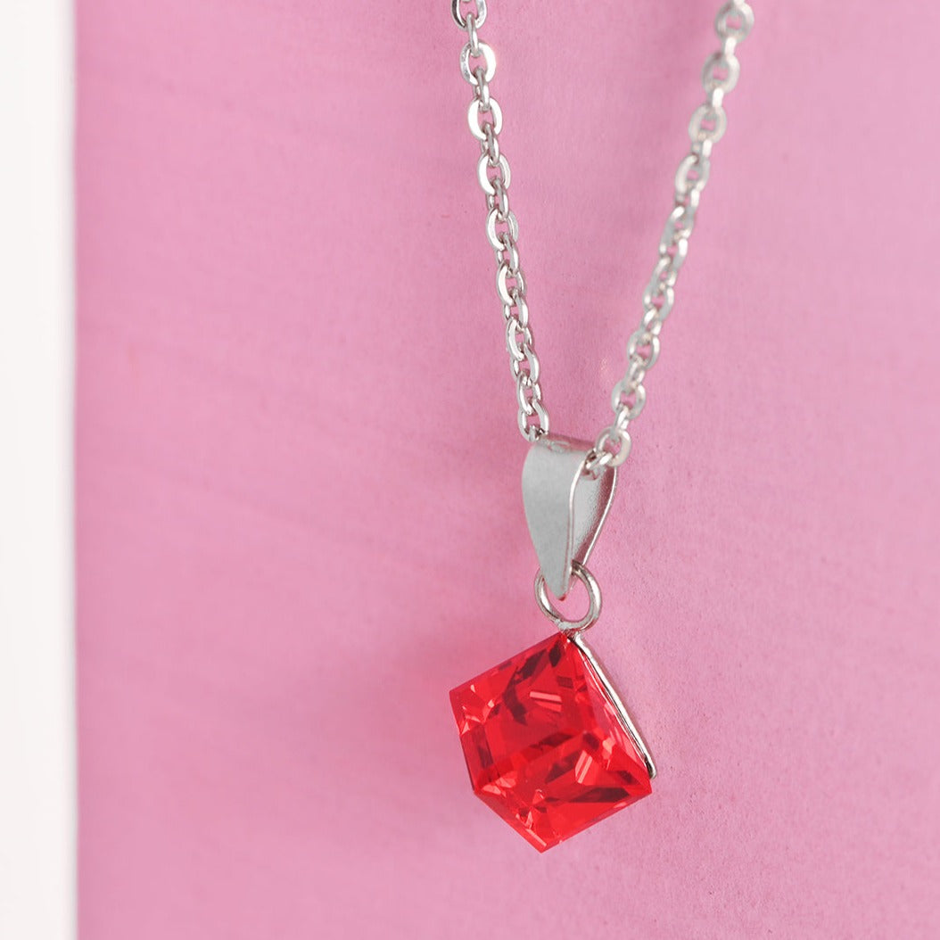 Red Love 925 Sterling Silver CZ Necklace - Valentine's Gift – Zavya