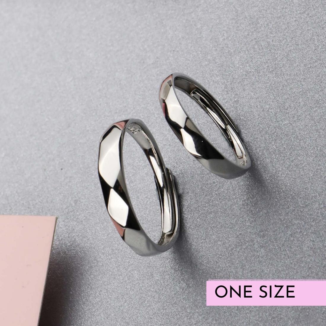 Shop for Solid Rhodium Plated Lover's Couple Ring online by Zavya