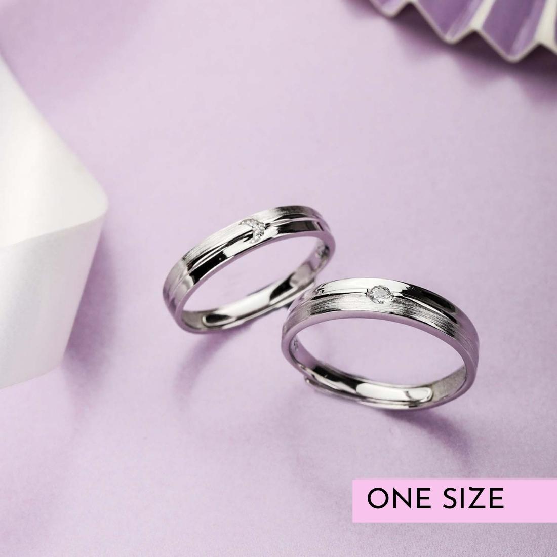 Shop for Solid Rhodium Plated Lover's Couple Ring online by Zavya