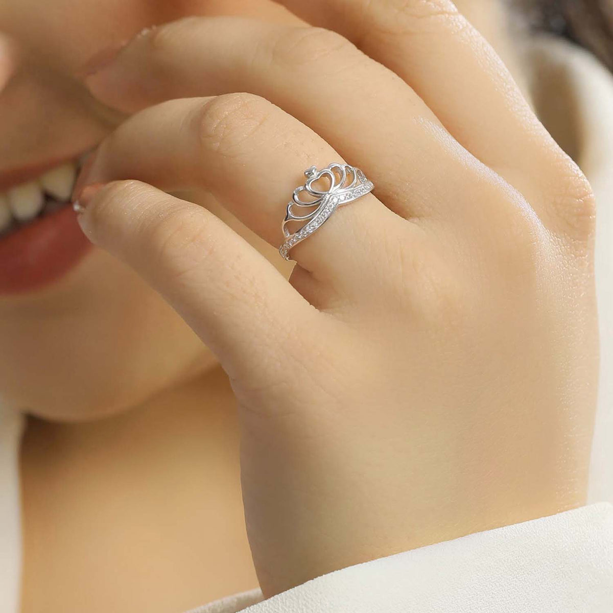 Shop for Crown Rhodium Plated Women's Ring online by Zavya