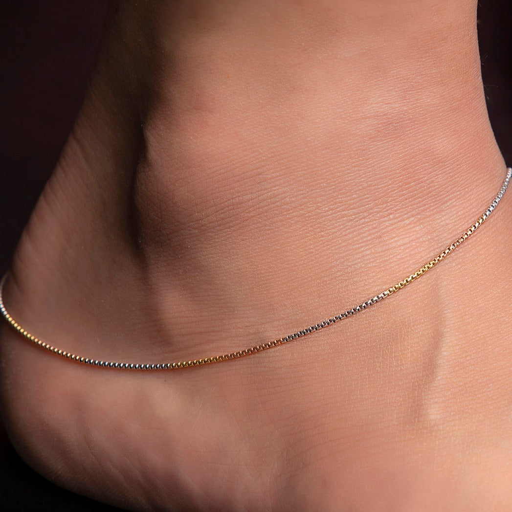 Minimal Triple Toned 925 Sterling Silver Anklet - Valentine's Gift – Zavya